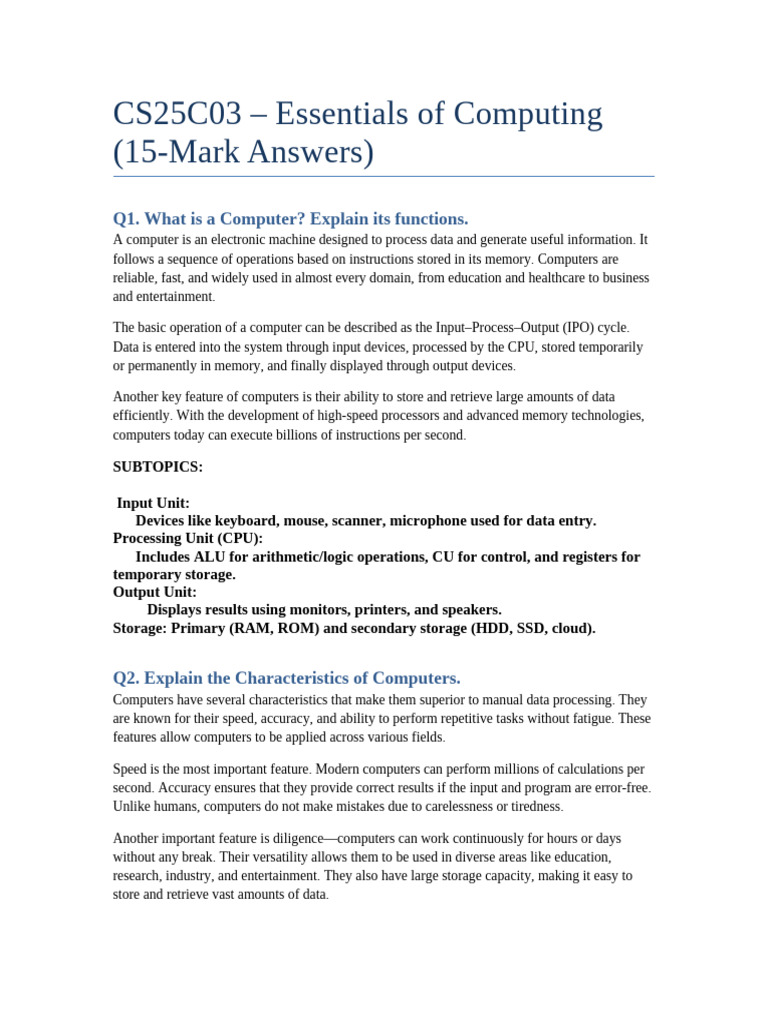 Essentials of Computing | PDF | Computer Data Storage | Central ...