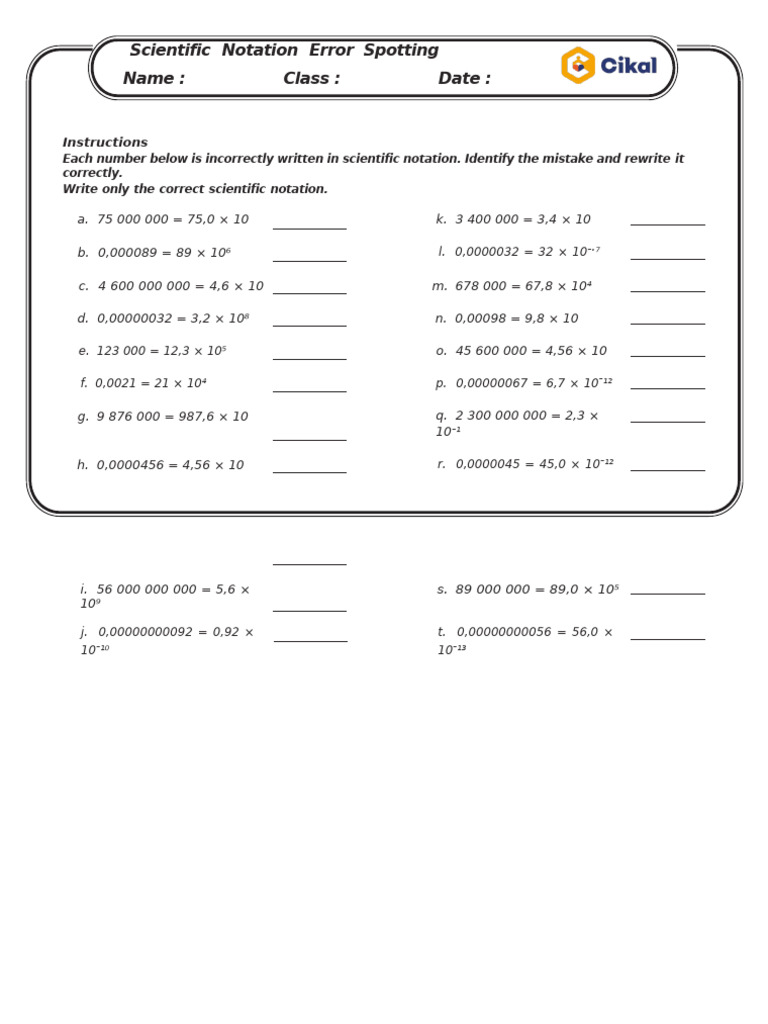 Scientific Notation Error Spotting | PDF