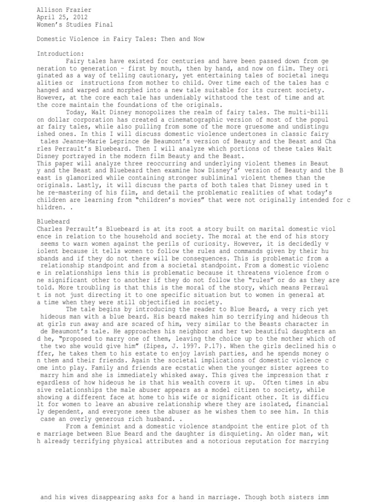 Domestic Violence in Fairy Tales: Then and Now | PDF | Fairy Tales ...