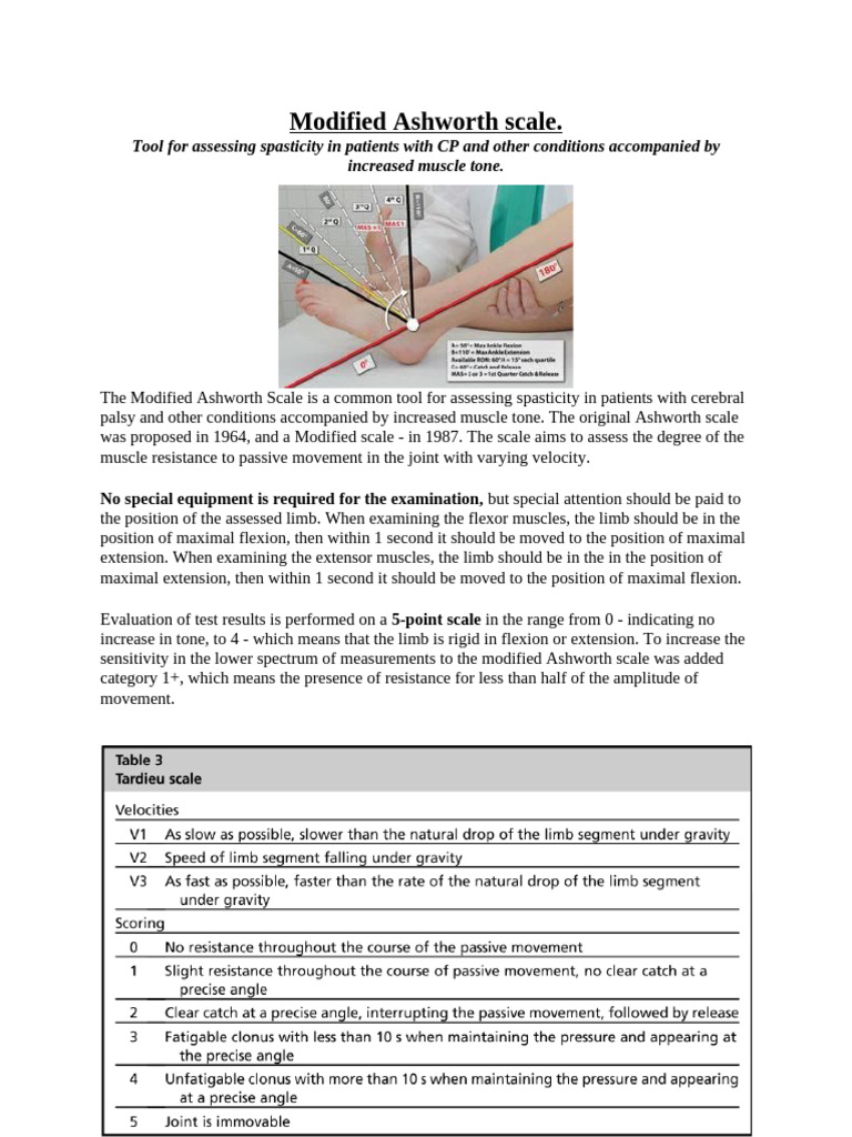 Modified Ashworth Scale | PDF