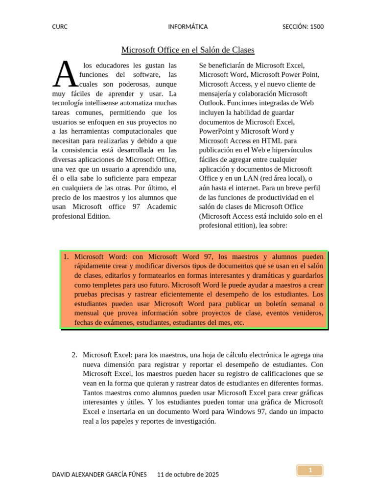 Ejercicio 1 | PDF | Microsoft Office | Microsoft