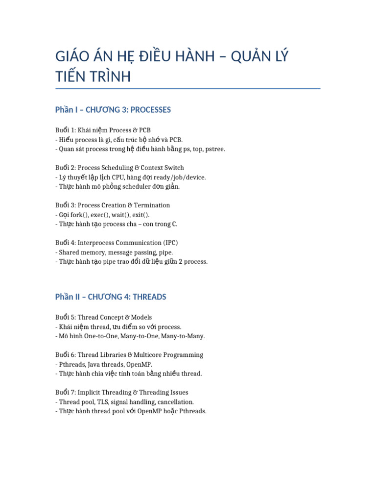 Giao An Process Threads Synchronization | PDF
