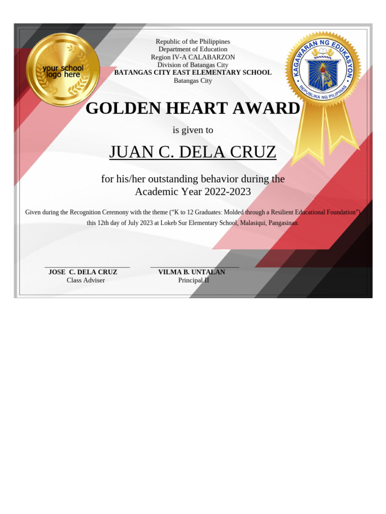 Award Certificates by Sir Tristan Asisi | PDF