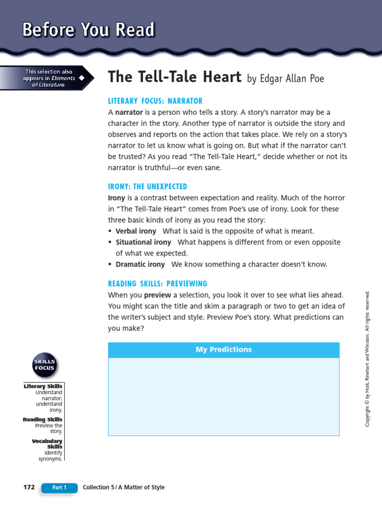 The Tell Tale Heart Text and Guiding Questions | PDF | Irony