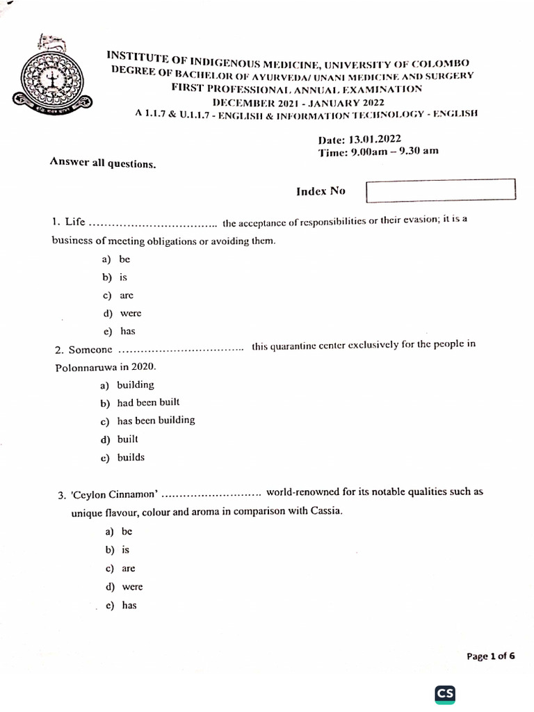 Past Paper 1st Prof Examination | PDF
