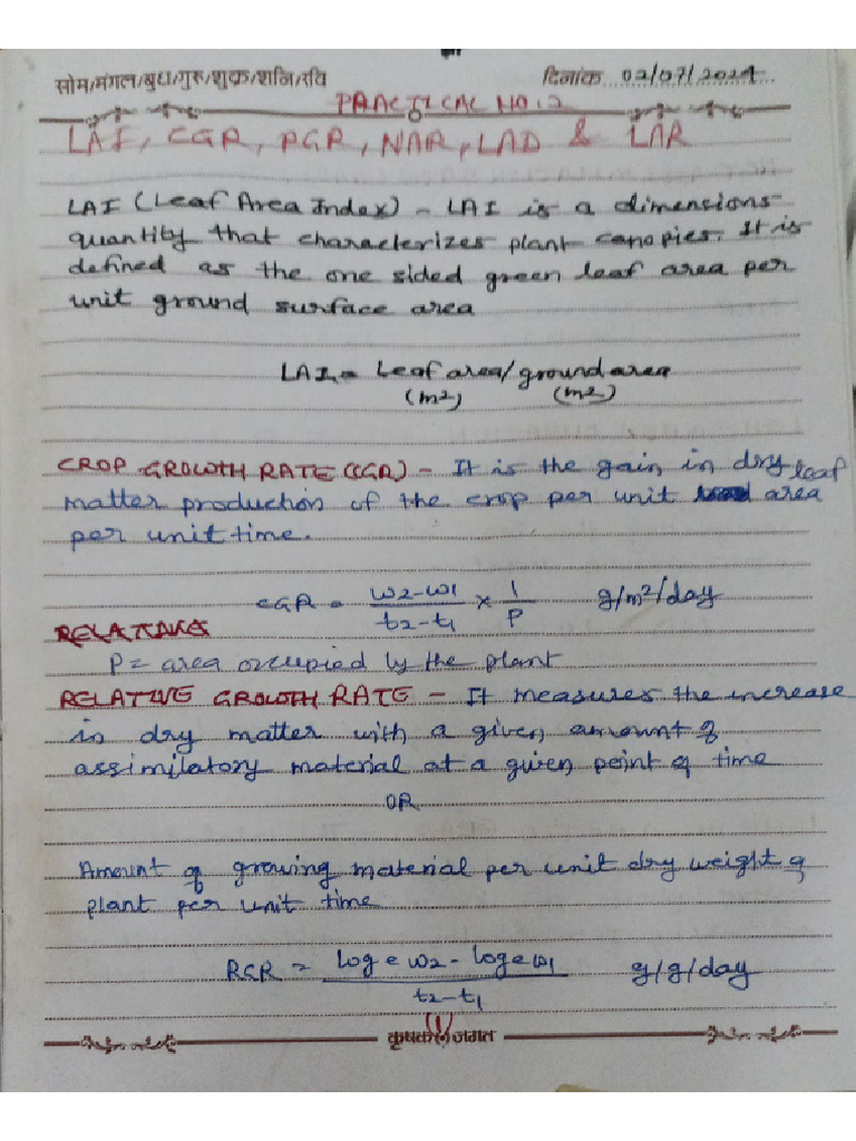 LAI, CGR Etc. | PDF