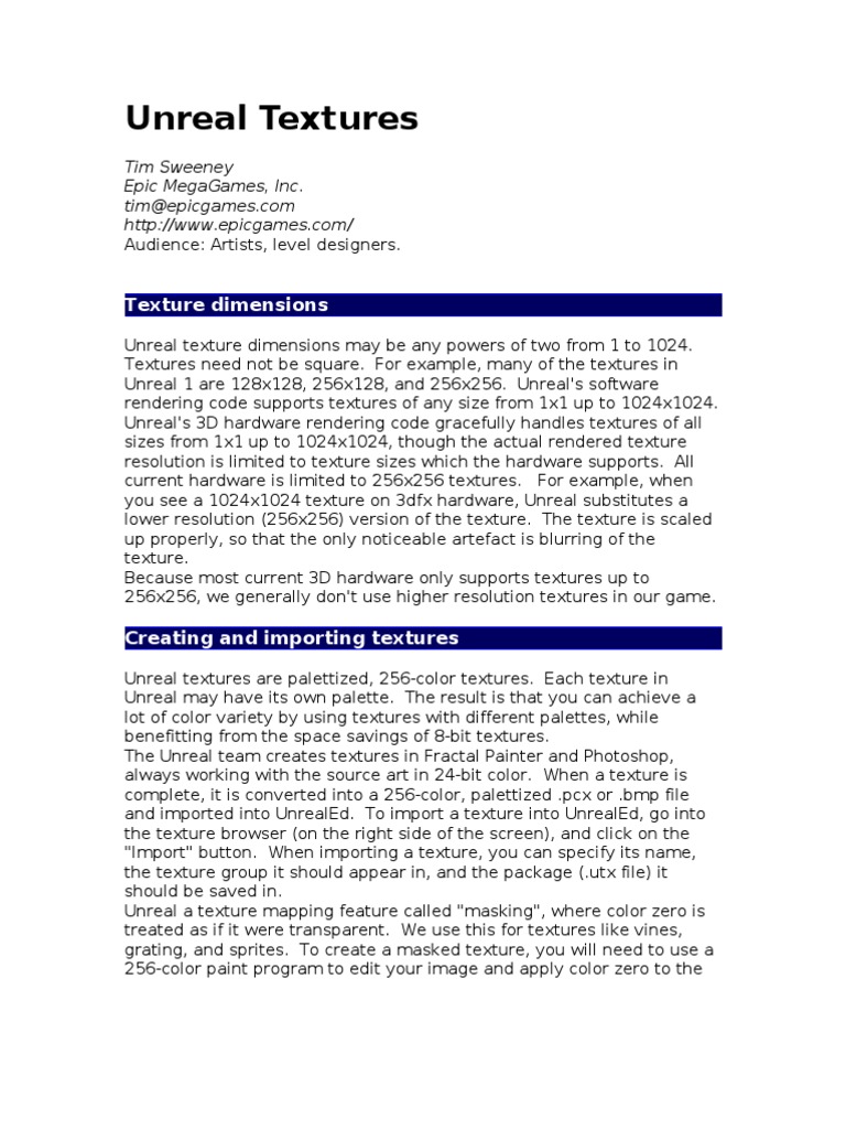 Unreal Textures | PDF | Texture Mapping | Rendering (Computer Graphics)