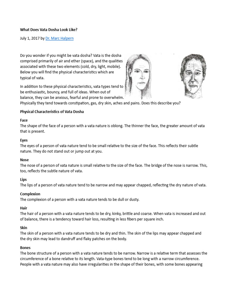 Identifying Vata Dosha Characteristics | PDF
