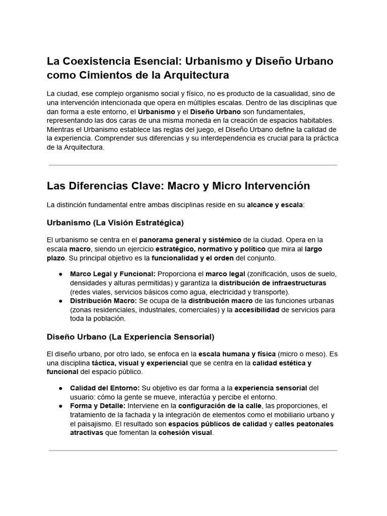 La Coexistencia Esencial - Urbanismo y Diseño Urbano Como Cimientos de ...