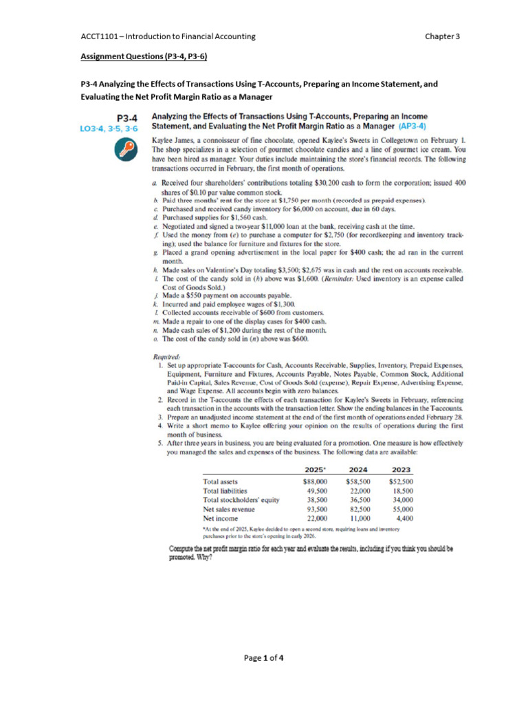 ACCT1101 Questions Chapter 03 | PDF