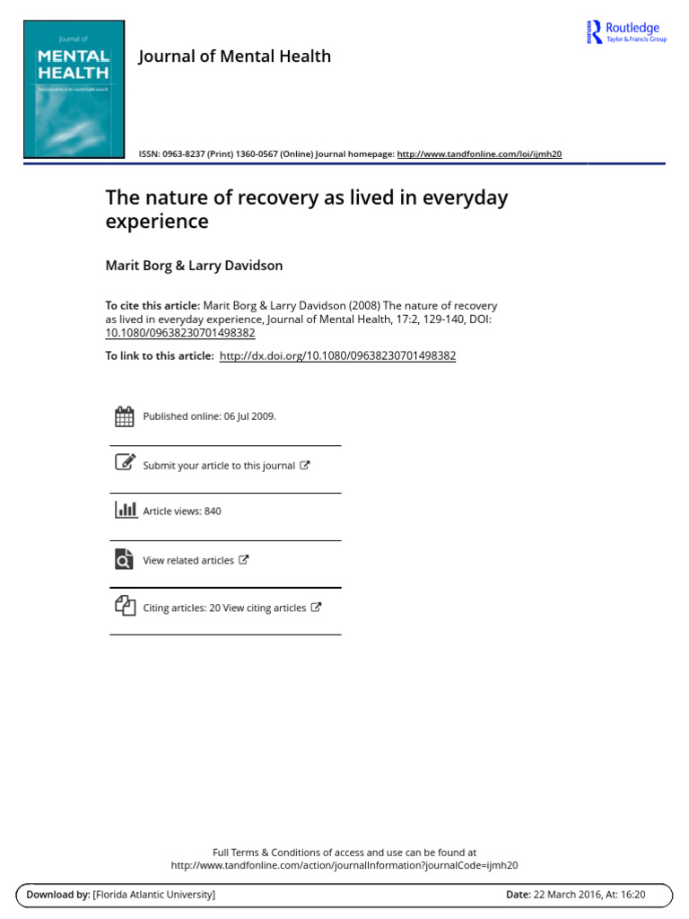 Everyday Recovery in Mental Health | PDF | Mental Health | Mental Disorder