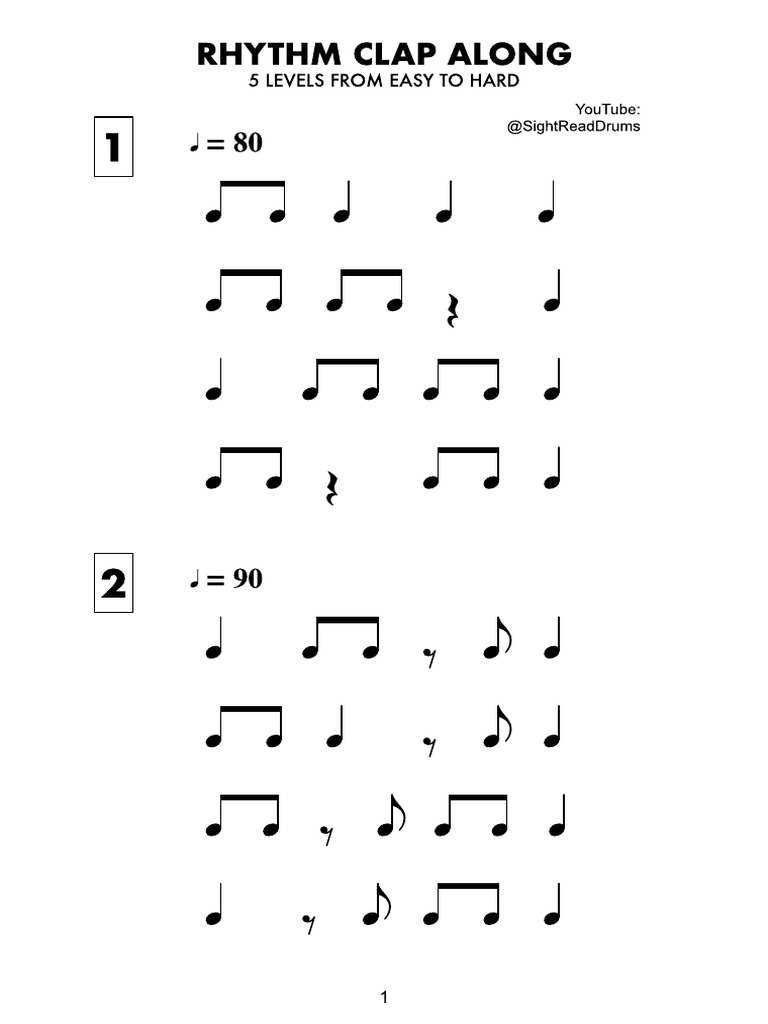 Rhythm Clap Along - 5 Levels From Easy To Hard | PDF