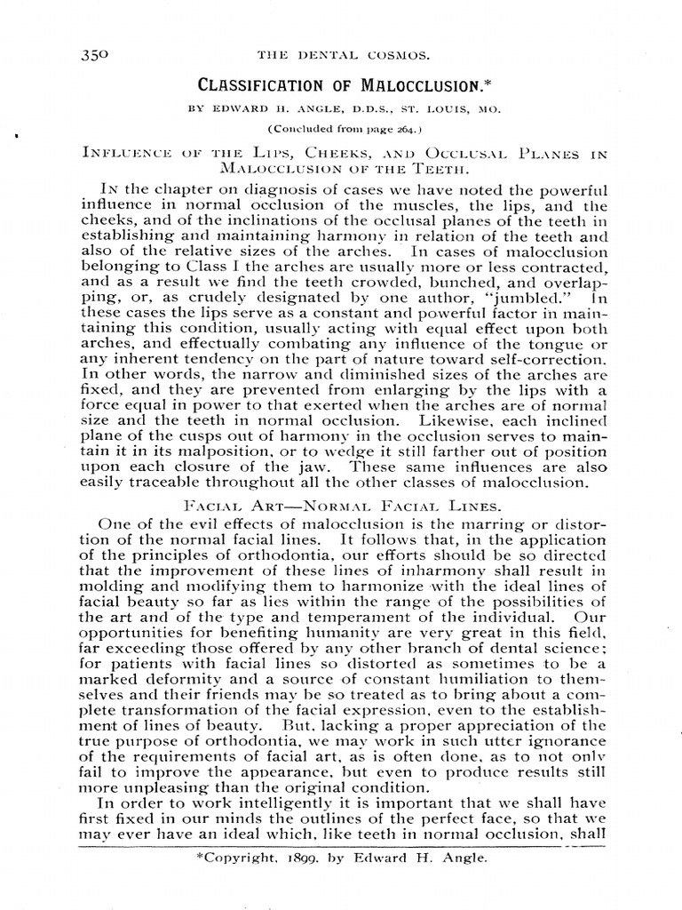 Classification of Malocclusion Angle 1899 Paart 2 | PDF | Orthodontics ...