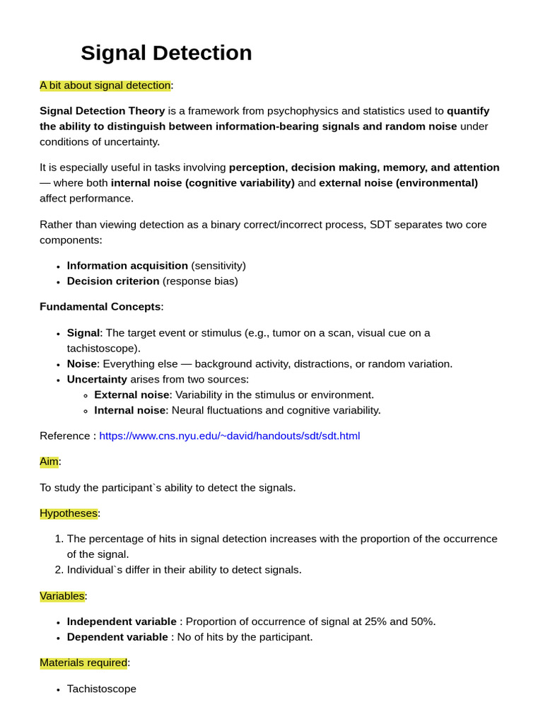 Understanding Signal Detection Theory | PDF | Psychology | Cognitive ...