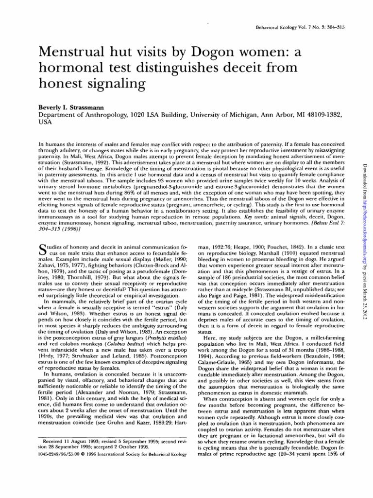 Dogon Mentral Huts | PDF | Menstruation | Menstrual Cycle