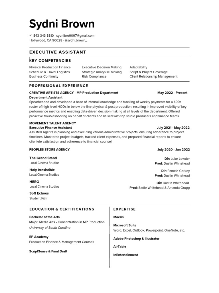 Sydni Brown 2025 Exec Asst | PDF | Software | Business