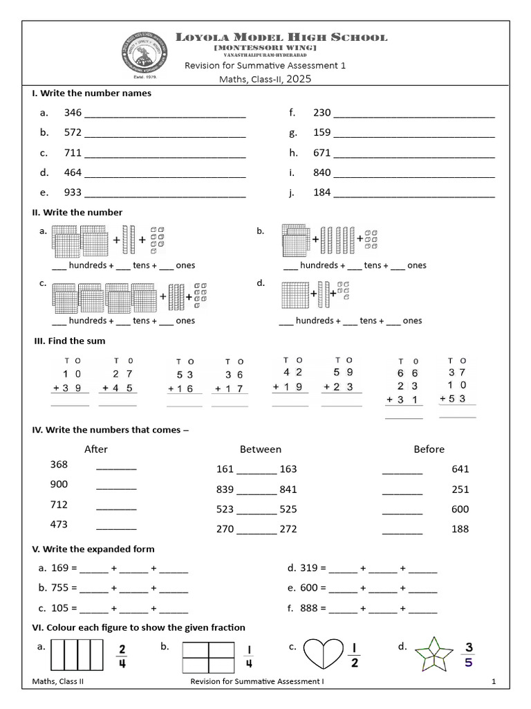Class II Maths Revision Guide 2025 | PDF