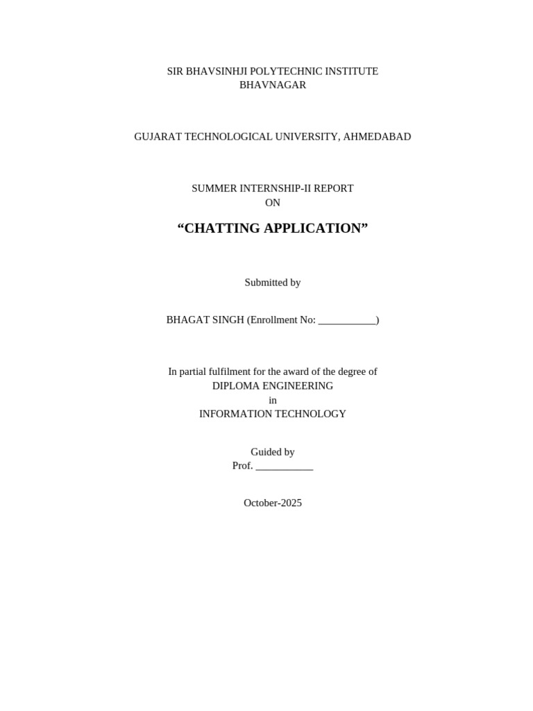 Summer Internship Report Chatting Application | PDF | Java (Programming ...