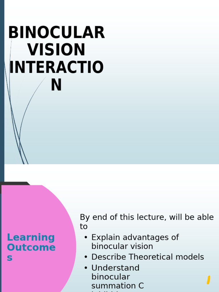 Lecture Binocular Vision Interaction | PDF | Visual Perception | Mental ...