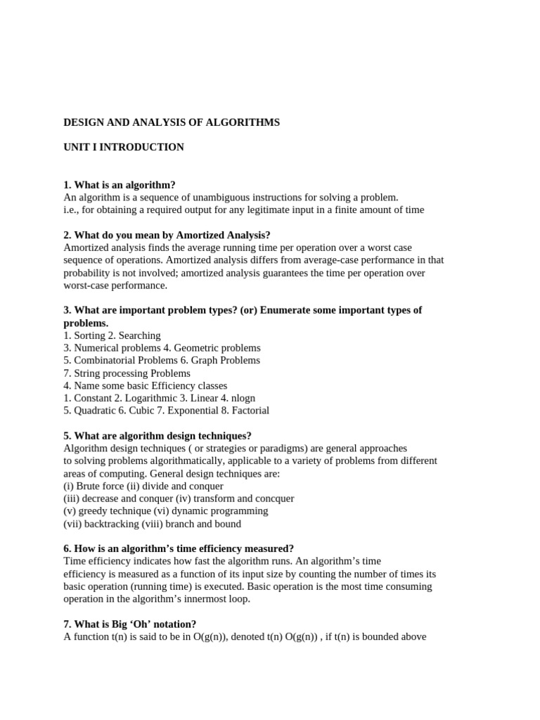 Daa Important Two Mark Questions With Answers | PDF | Time Complexity | Computational Complexity ...