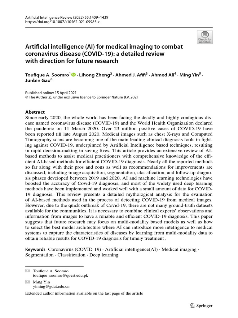 Artificial Intelligence (AI) For Medical Imaging To Combat | PDF ...