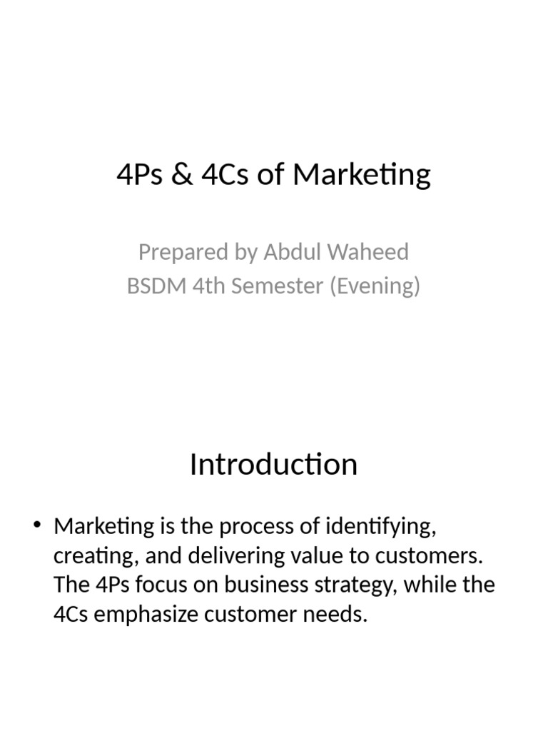 4Ps vs 4Cs of Marketing Explained | PDF