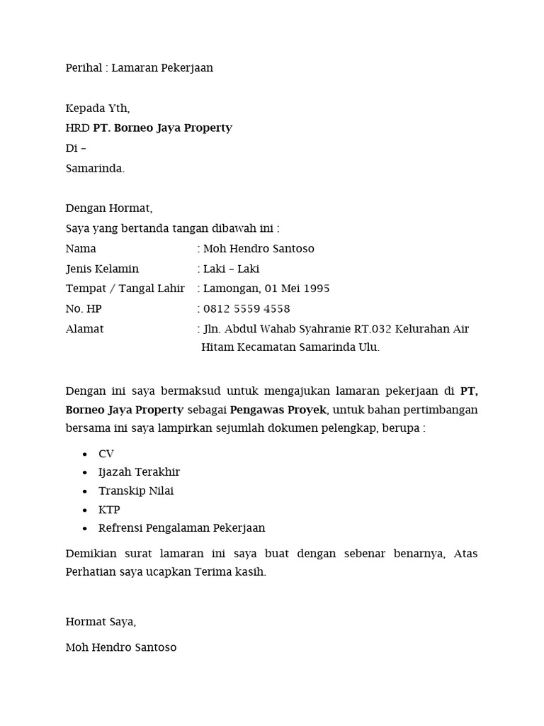Cv. Moh Hendro Santoso. | PDF