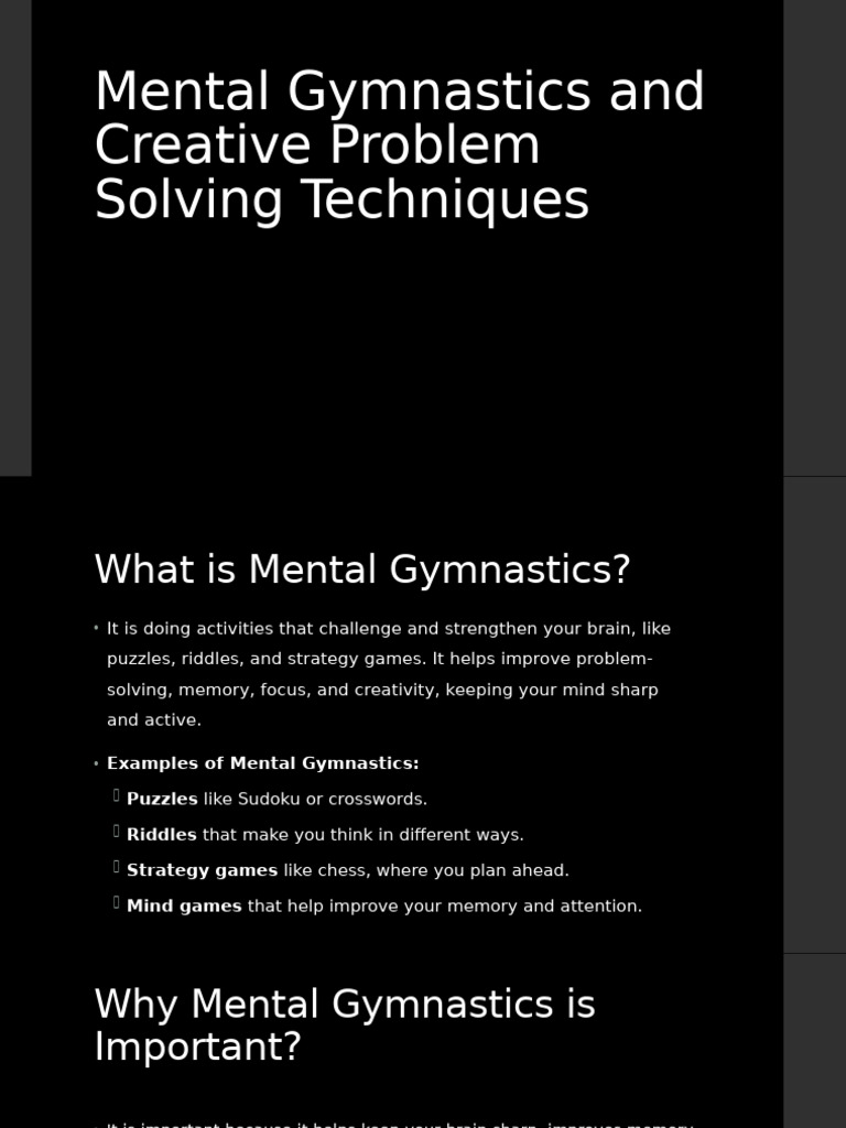 Mental Gymnastics and Creative Problem Solving Techniques | PDF ...