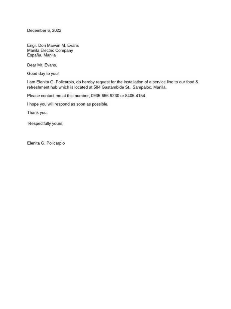 Meralco Letter Request | PDF