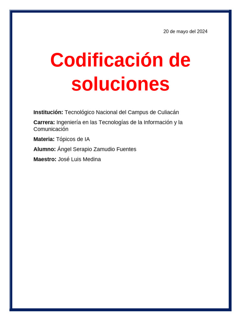 Codificación de Soluciones | PDF | Algoritmos | Matriz (Matemáticas)