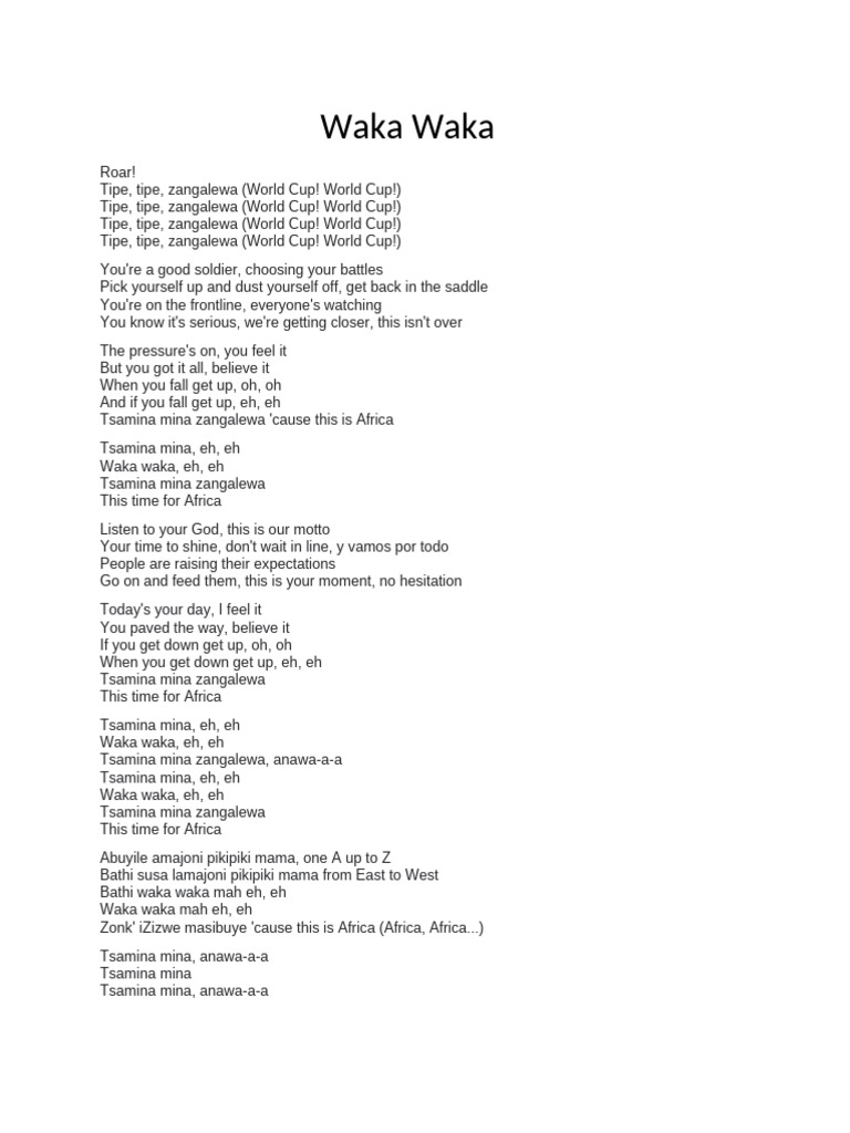 Waka Waka: Anthem for Africa | PDF