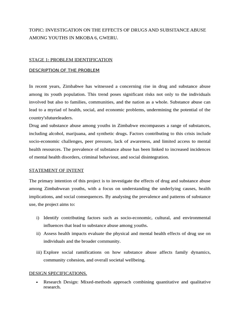 Youth Substance Abuse in Gweru, Zimbabwe | PDF | Substance Abuse ...