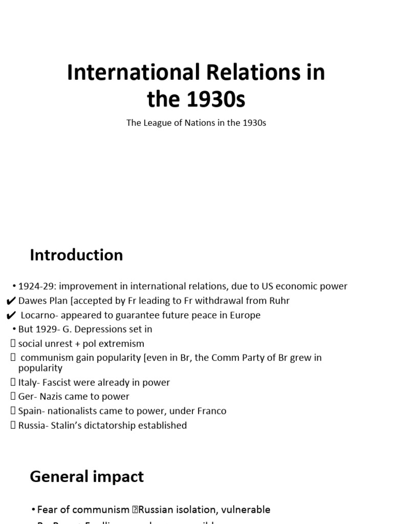 International Relations in The 1930s | PDF | Great Depression | Adolf ...