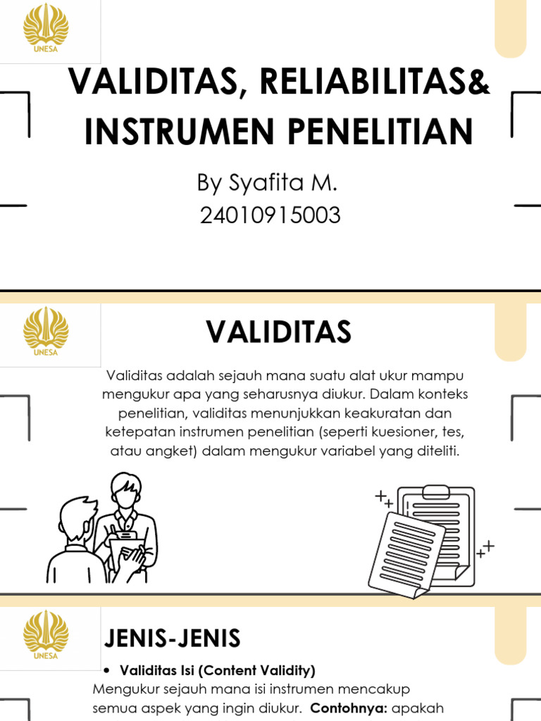 Validitas dan Reliabilitas Instrumen Penelitian | PDF