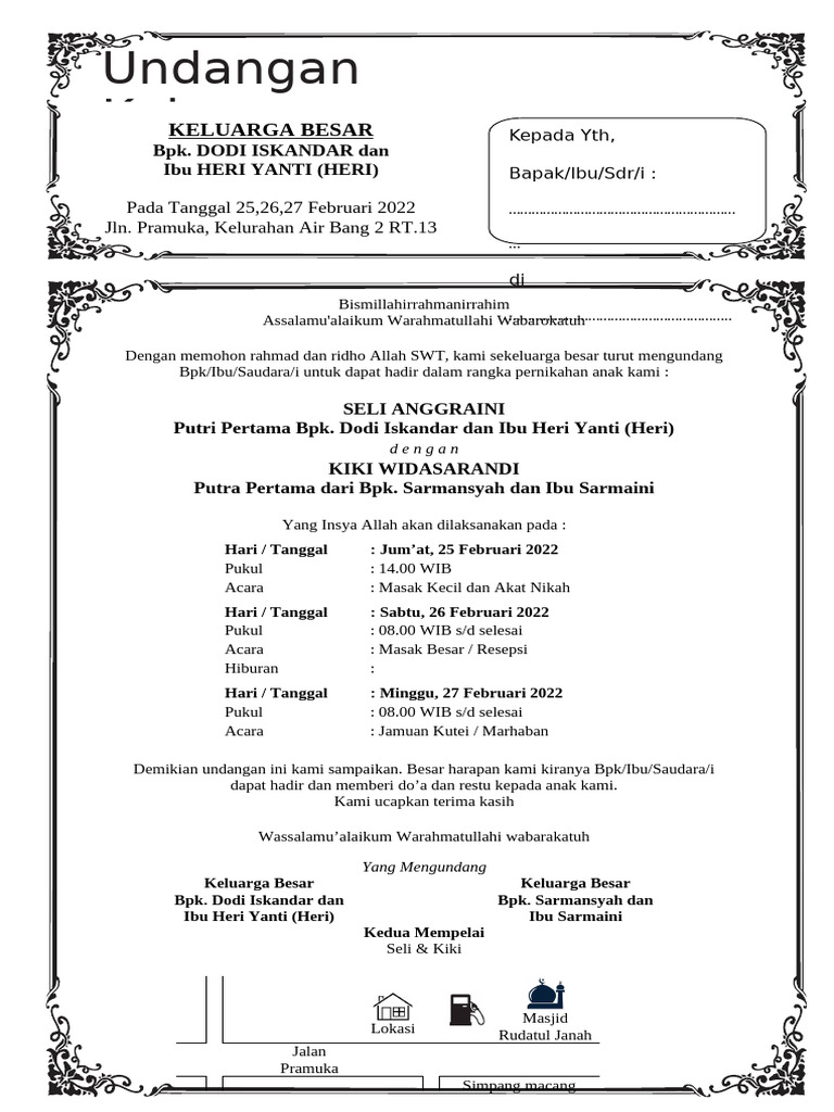 Undangan Pernikahan Seli & Kiki | PDF