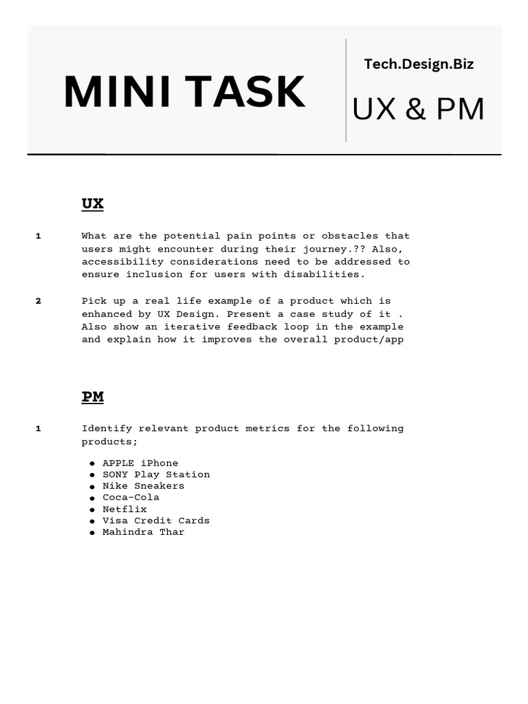Mini Task - UX & PM | PDF