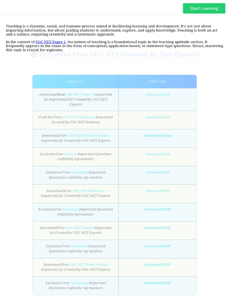 Nature of Teaching - Scope and Types For UGC NET Paper 1 Notes | PDF