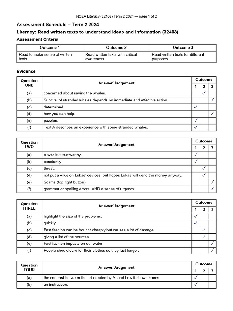 NCEA Literacy Assessment Guide 2024 | PDF | Communication | Cognitive ...
