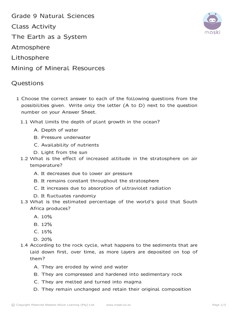 Class Activity 15 20251014165723 | PDF | Earth Sciences | Atmosphere Of ...