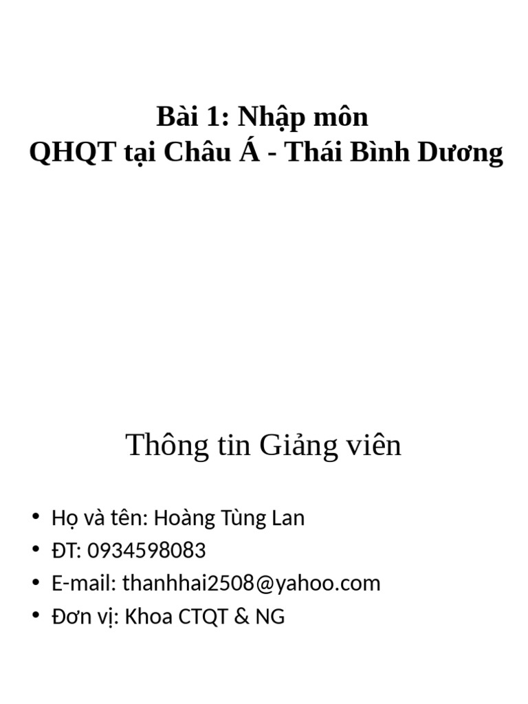 Bài 1 Nhap Mon QHQT Tai Catbd F | PDF