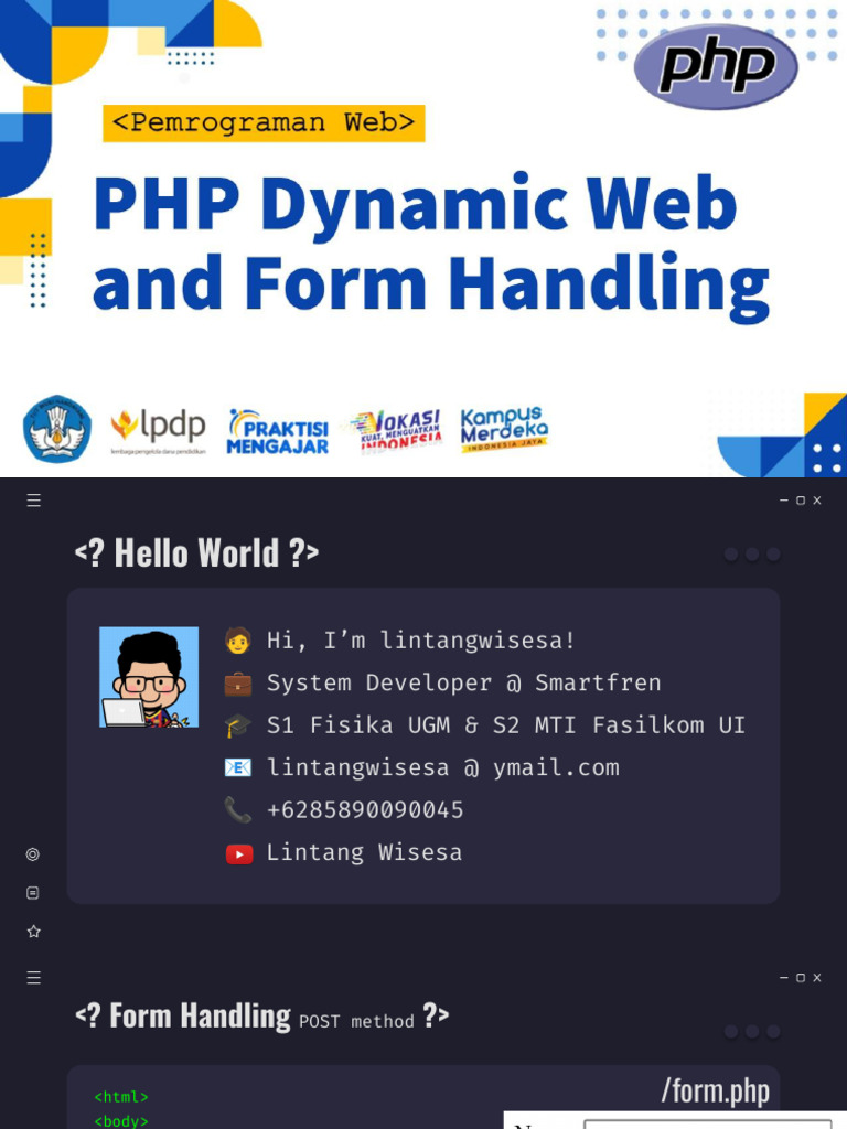 Praktisi Mengajar 2023: PHP Dynamic Web & Form Handling - UPI YAI E4 | PDF
