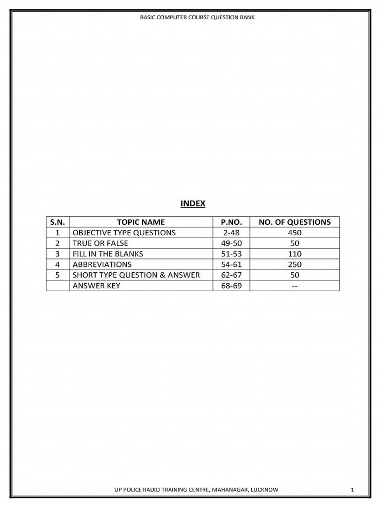 Basic Computer Question Bank | PDF
