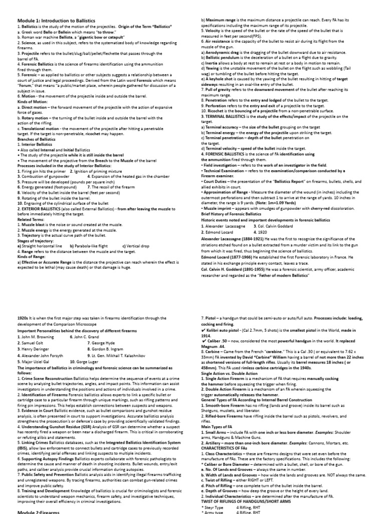 Module 1-6 - Forensic Ballistic (2425) | PDF | Cartridge (Firearms) | Gun Barrel