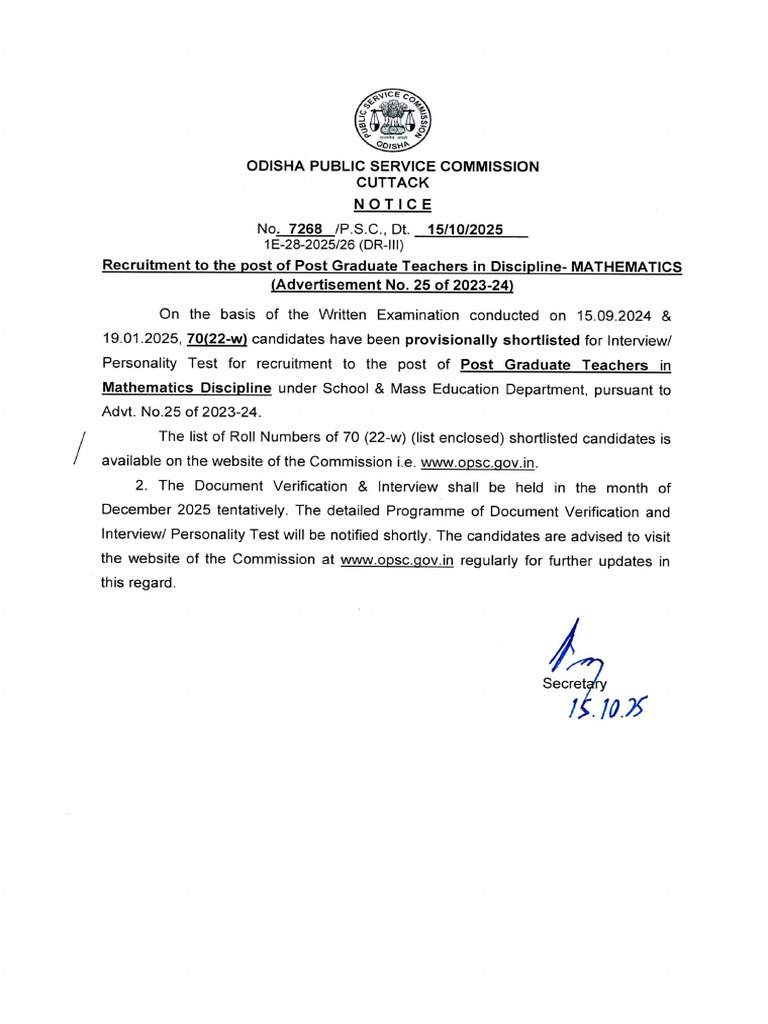 PGT Mathematics Result | PDF