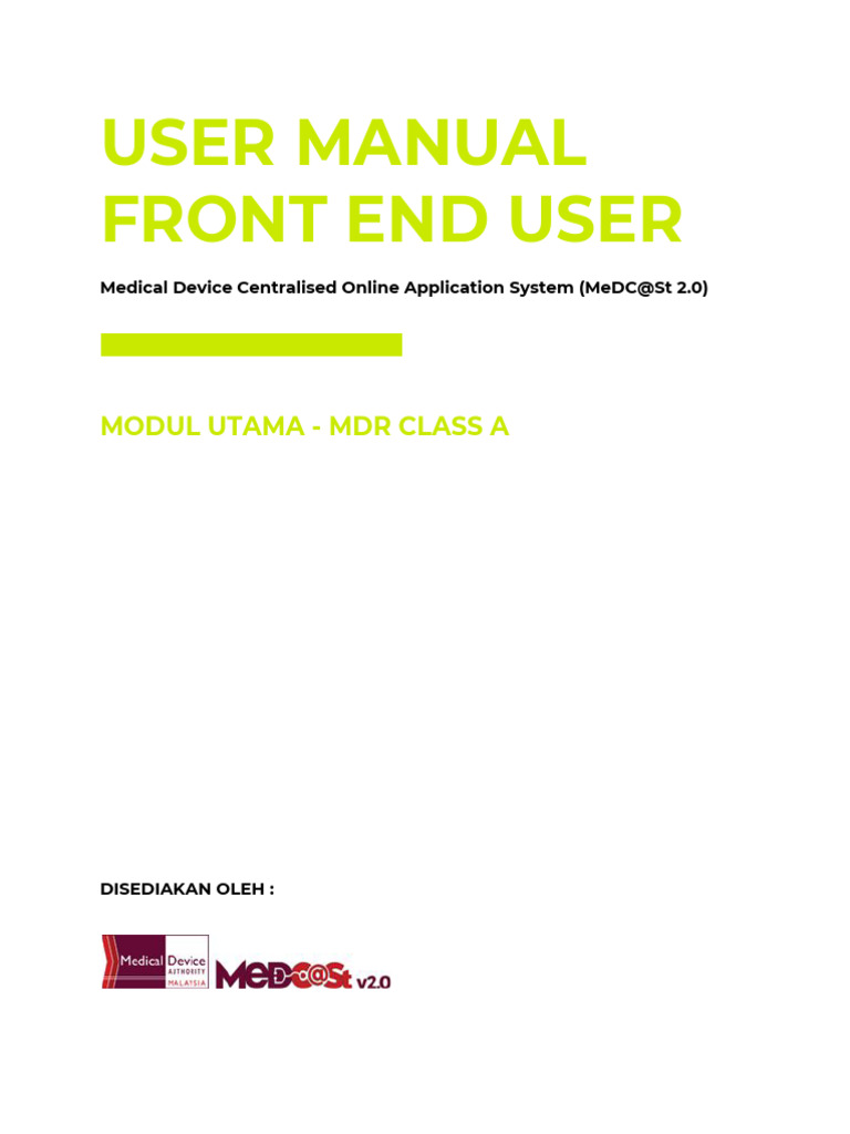 MeDC@St 2.0 User Manual: MDR Class A | PDF | Microsoft Excel | Medical ...