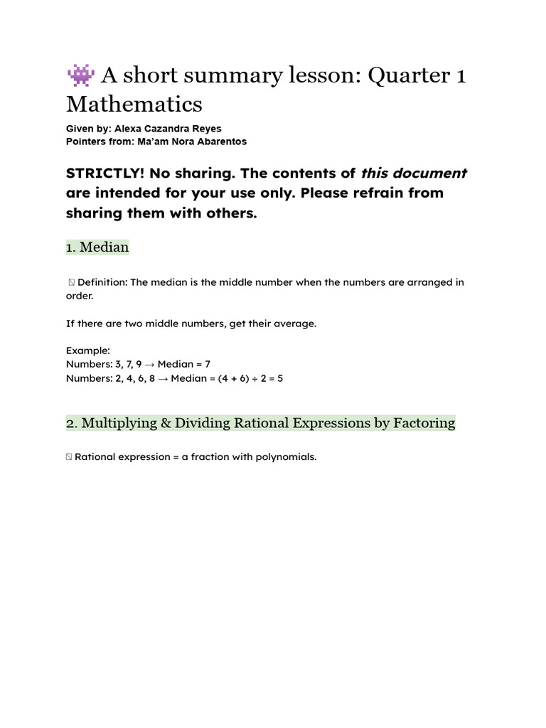 Q1 Mathematics Reviewer | PDF