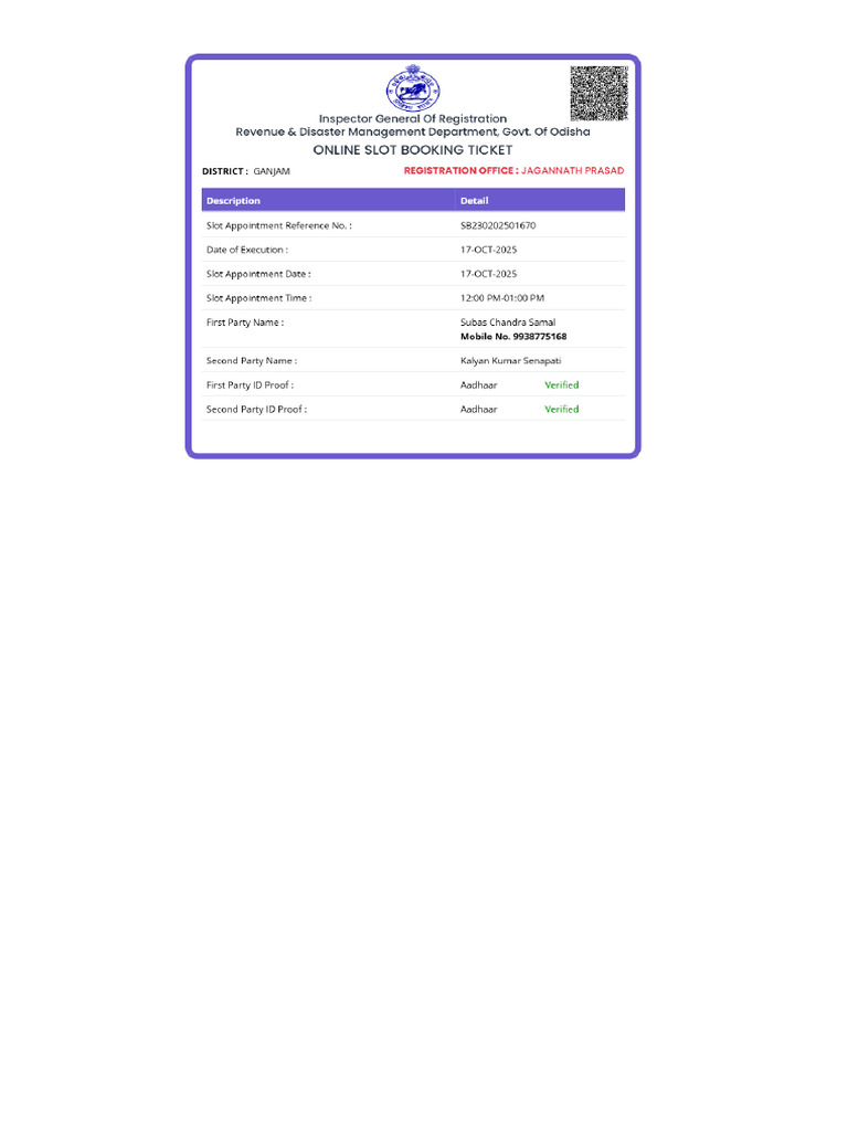 Slot Appointment | PDF