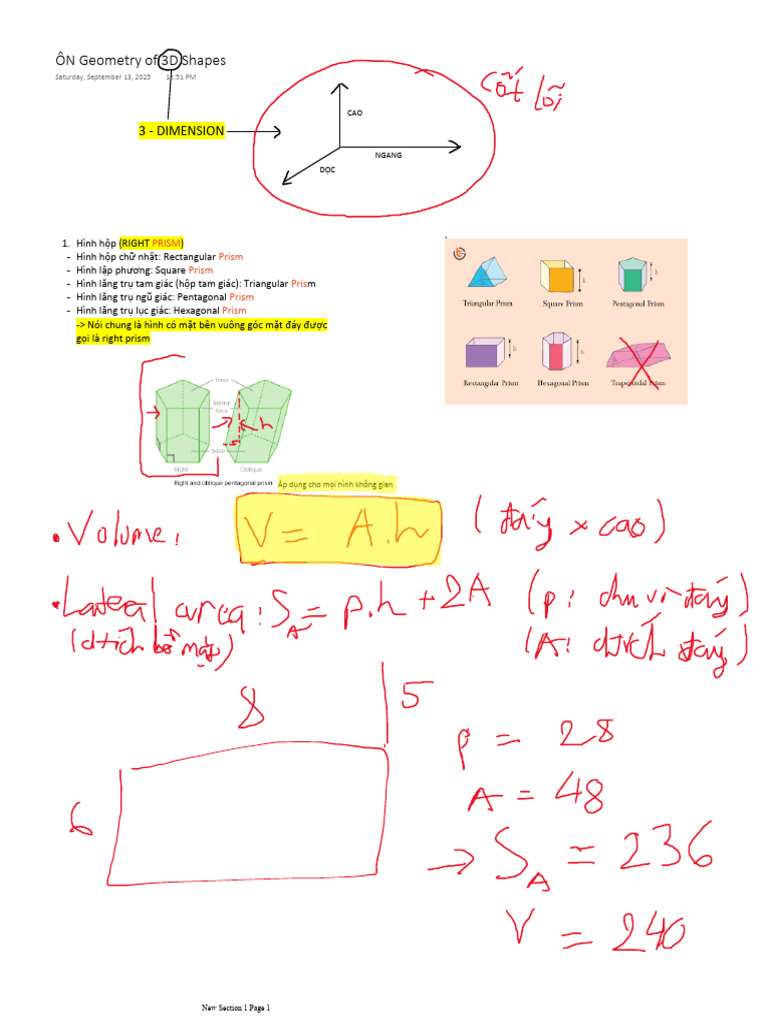 ÔN Geometry of 3D Shapes | PDF