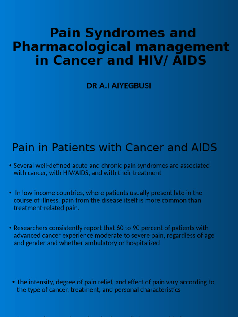 Pain Syndromes in Cancer and HIV-1 | PDF | Analgesic | Opioid