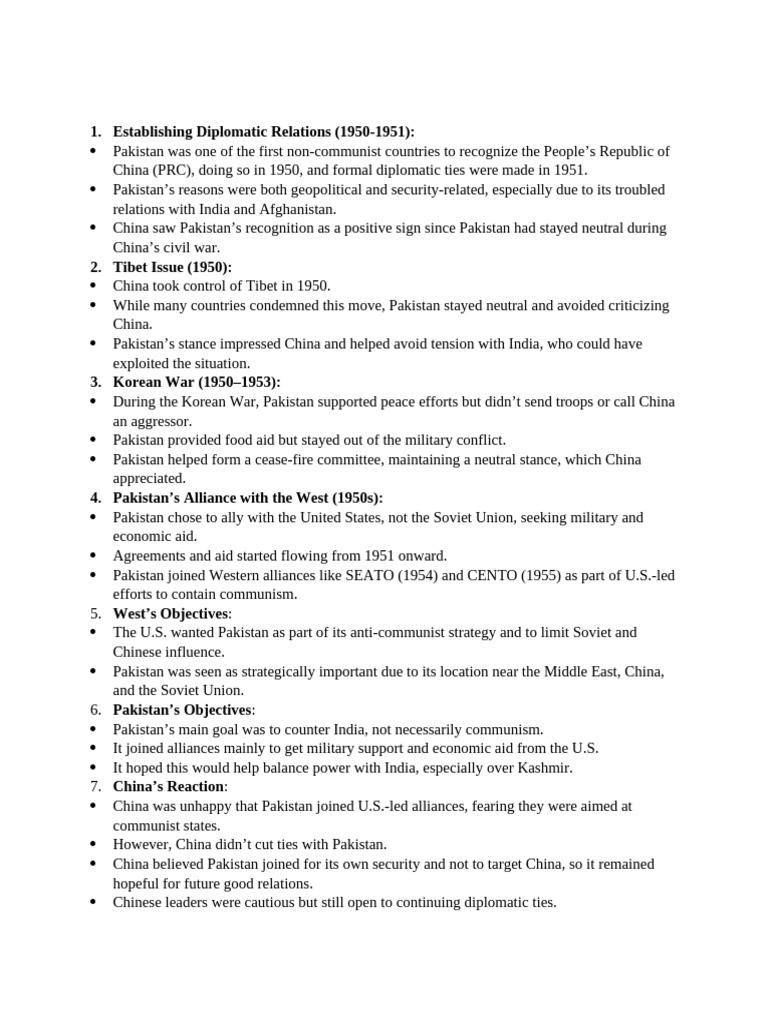 Pakistan-China Relations: 1950s Overview | PDF | Pakistan | China